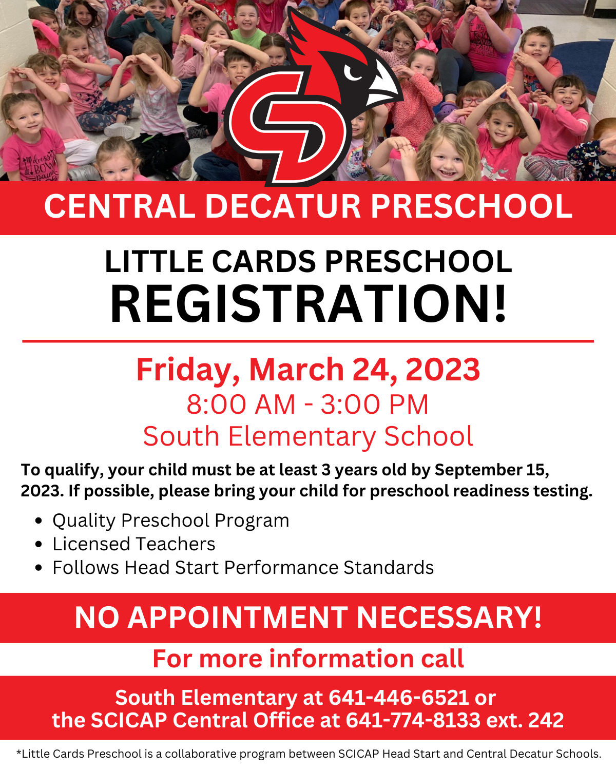 Preschool Registration Set for Friday, March 24 – Central Decatur CSD